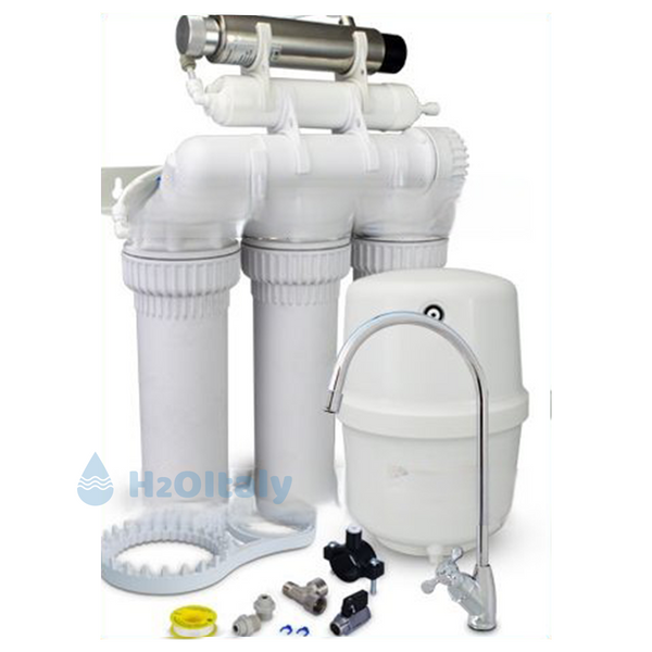 RO 50 reverse osmosis with tank w/o pump w. UV w/o TDS regulator – h2oitaly